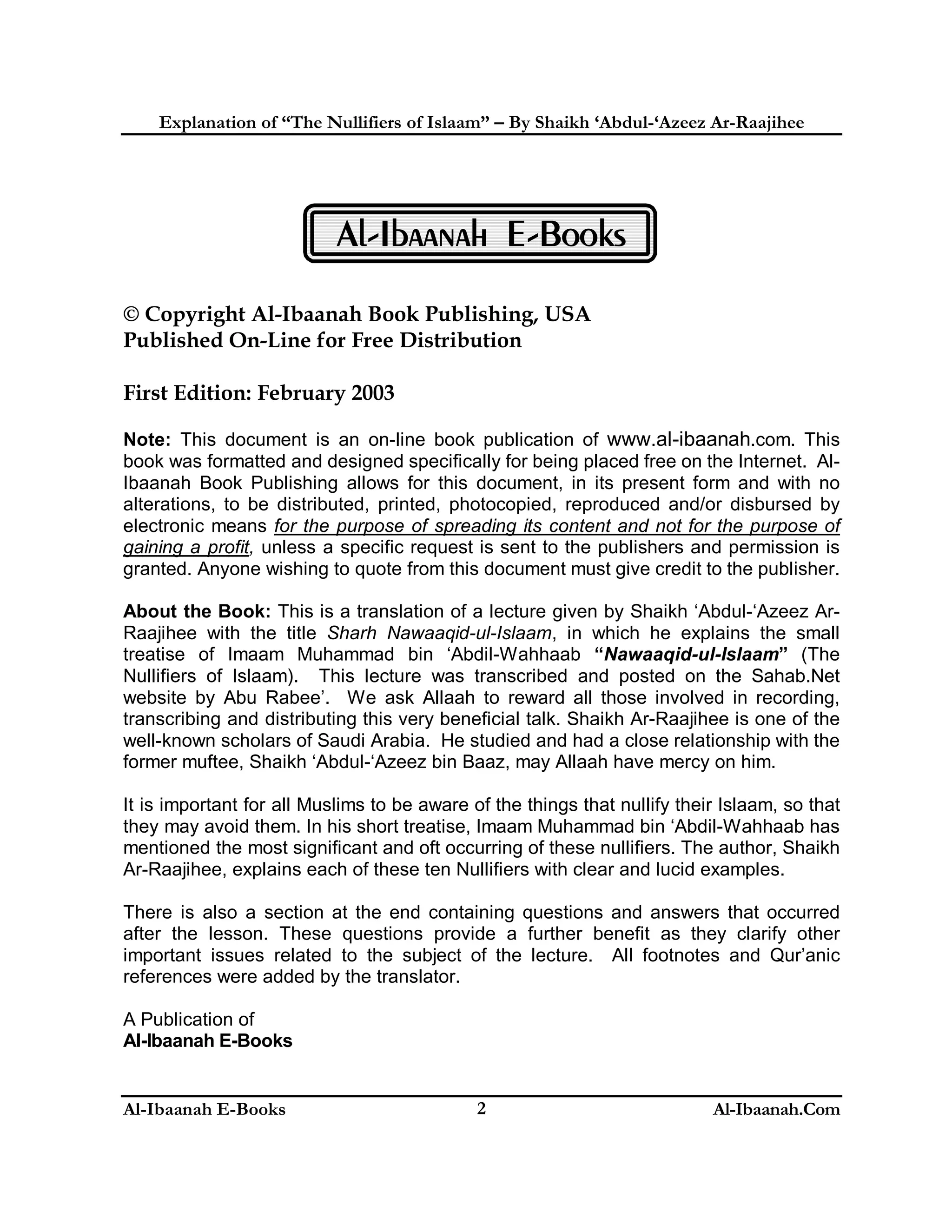 Microsoft word explanation of the nullifiers of islaam.doc