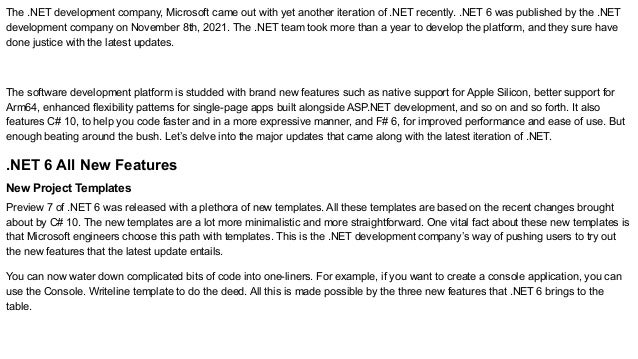 Microsoft .NET 6 -What's All About The New Update | PDF