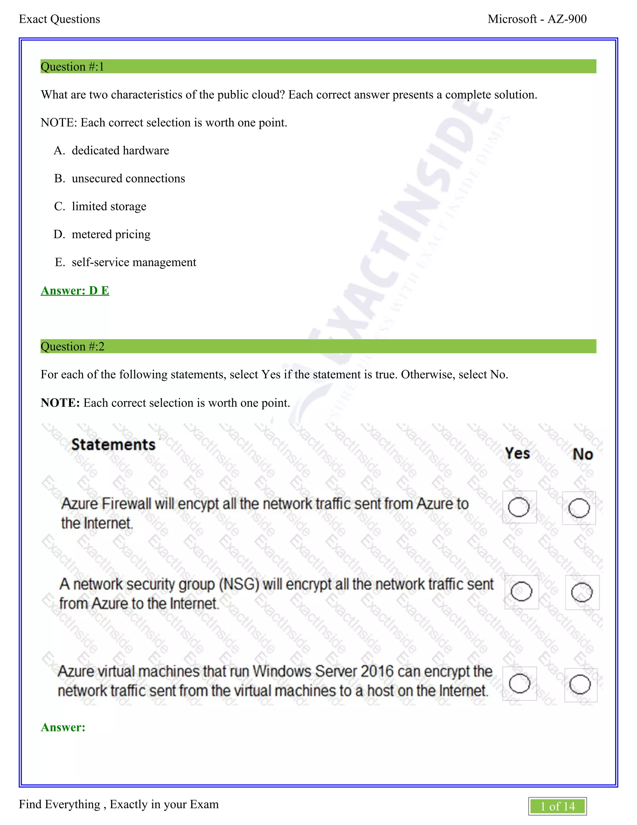 Exact Microsoft AZ-900 Questions And Answers | PDF