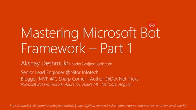 Getting Started With Microsoft Bot Framework Ppt