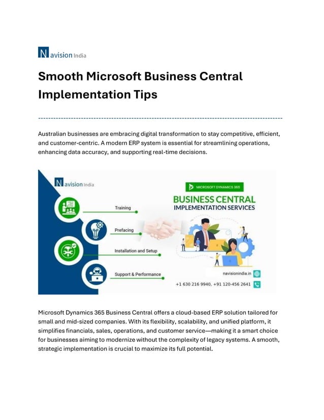 Smooth Microsoft Business Central Implementation Tips | PDF