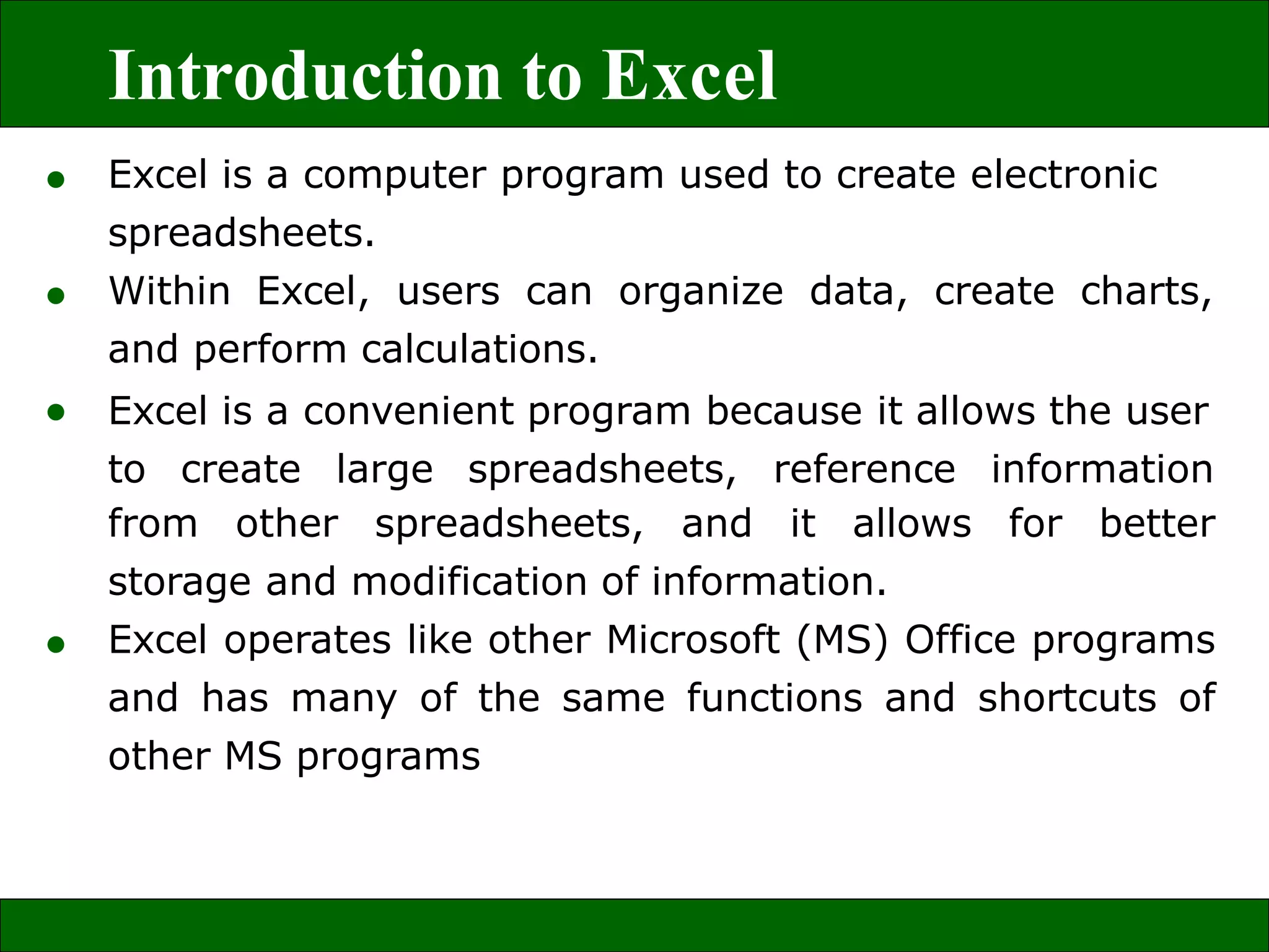 Microsoft excel-presentation | PPTX | Computing | Technology & Computing