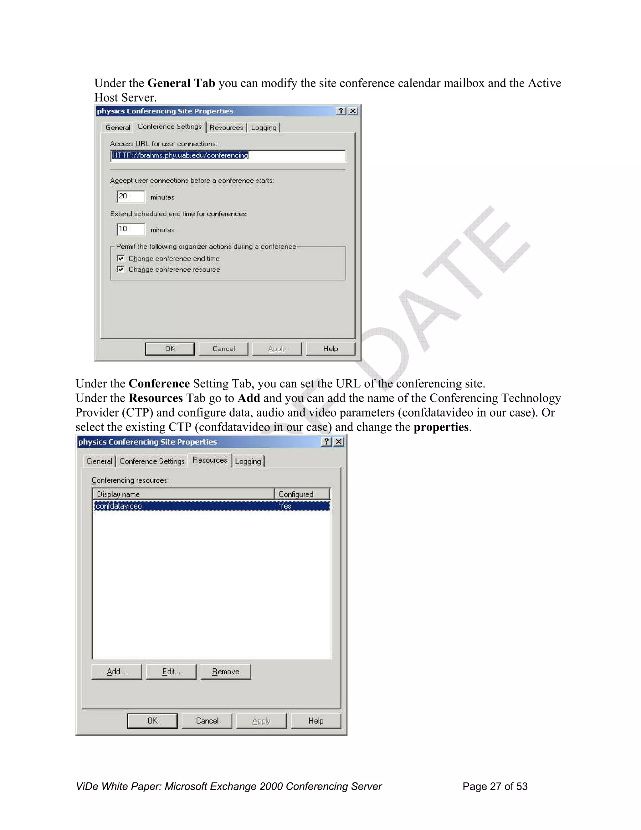 Microsoft® Exchange 2000 Conferencing Server | PDF