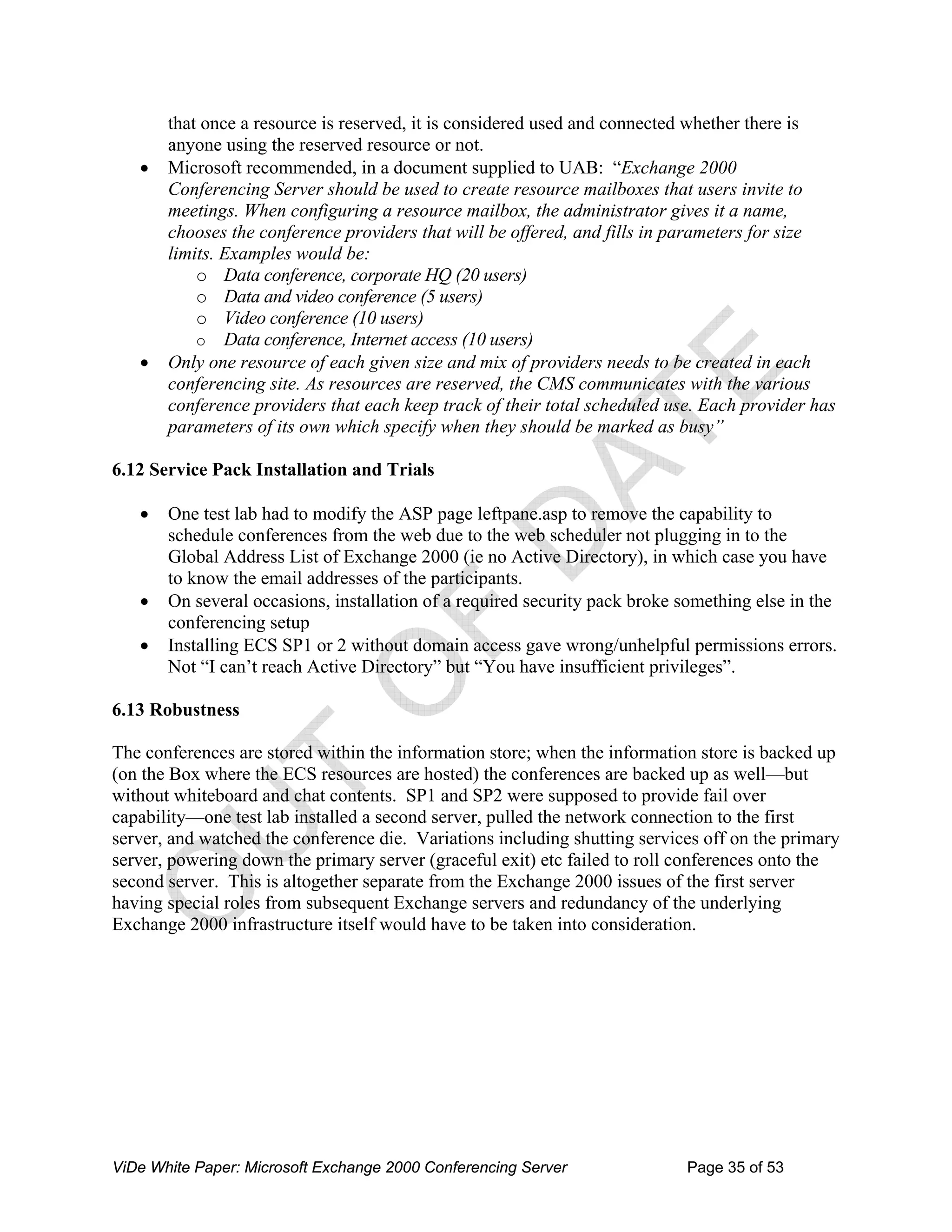 Microsoft® Exchange 2000 Conferencing Server | PDF