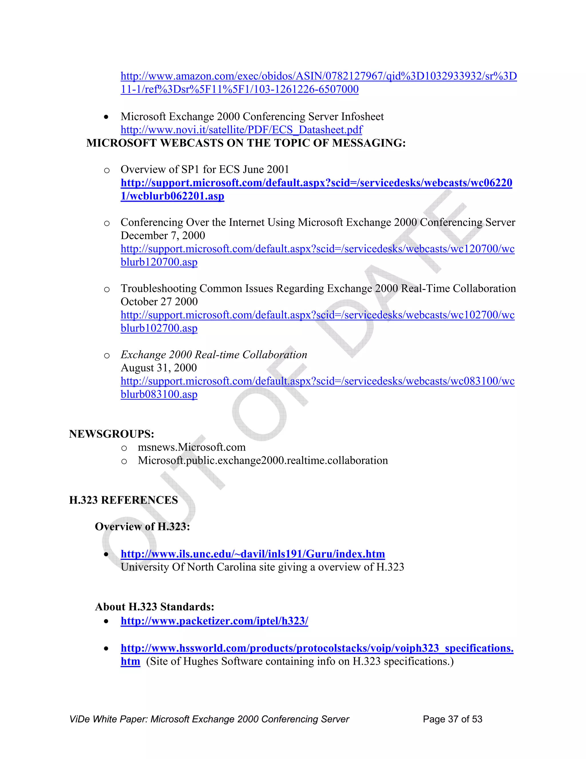 Microsoft® Exchange 2000 Conferencing Server | PDF