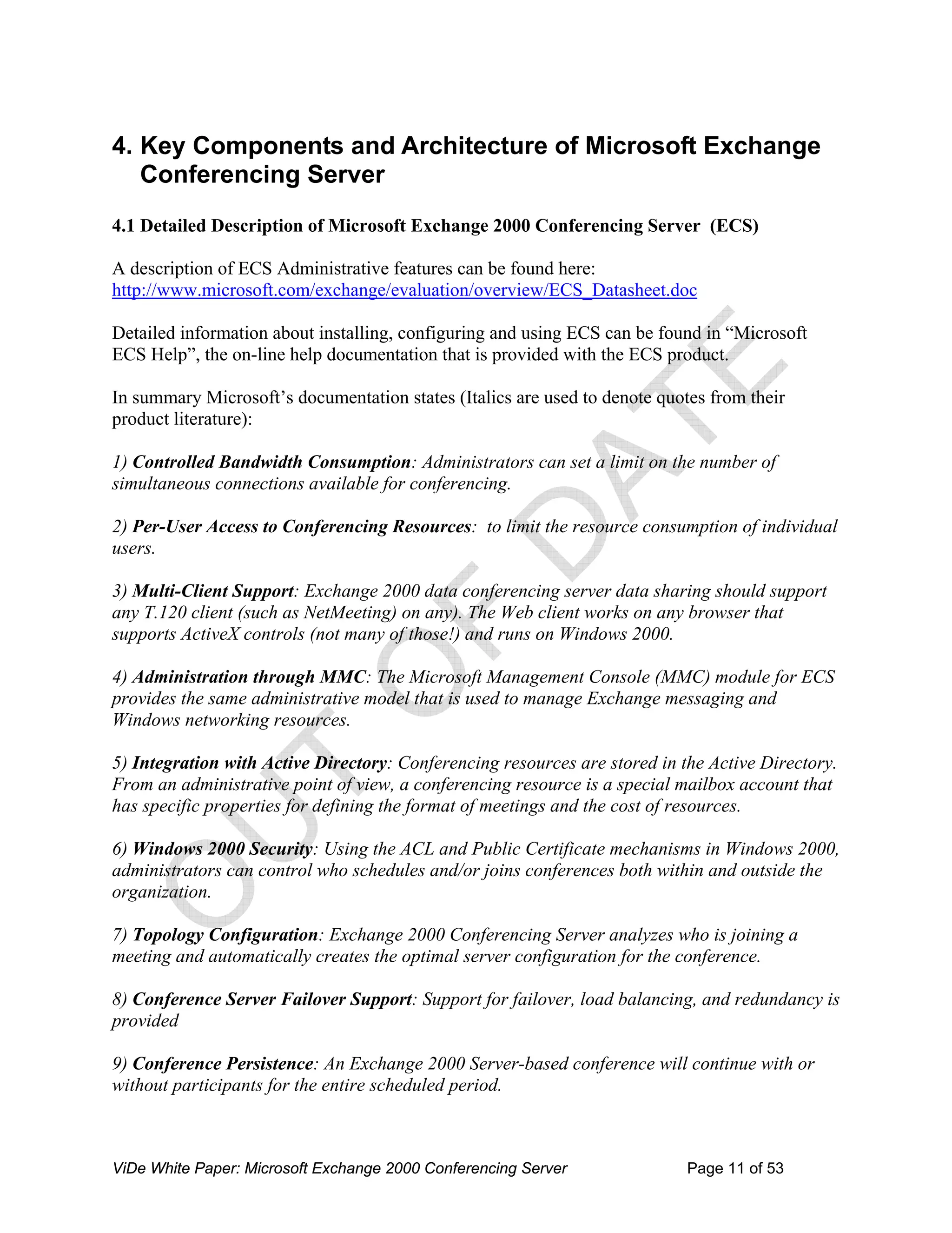 Microsoft® Exchange 2000 Conferencing Server | PDF