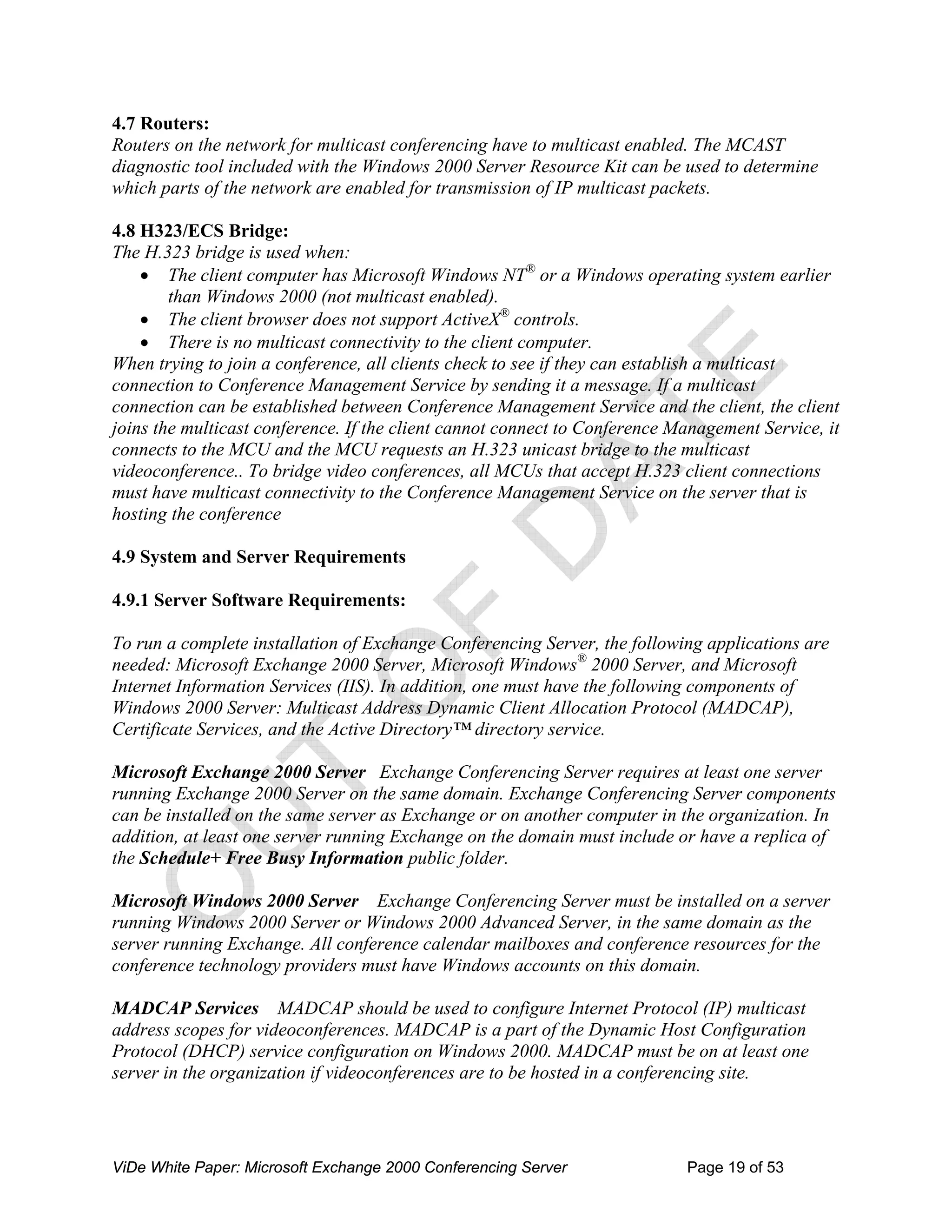 Microsoft® Exchange 2000 Conferencing Server | PDF