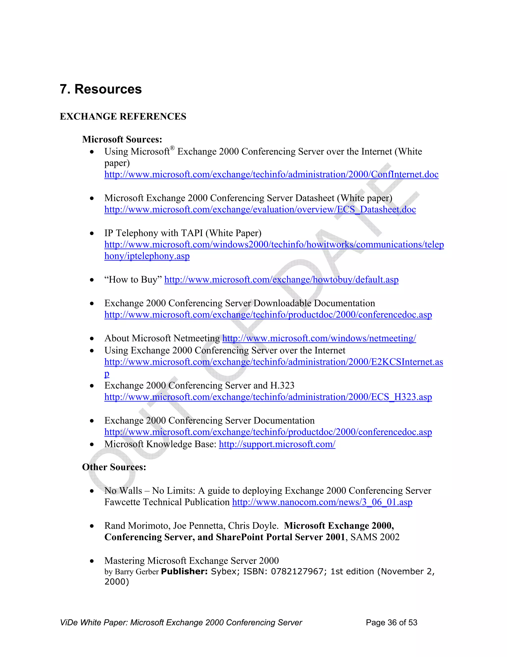 Microsoft® Exchange 2000 Conferencing Server | PDF