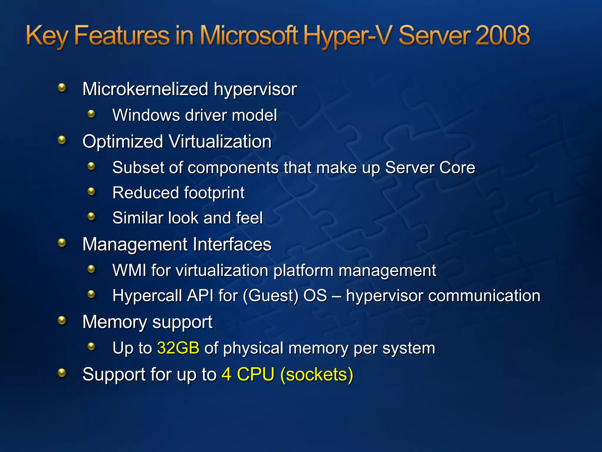 Microsoft Hyper V Server 2008 | PPT