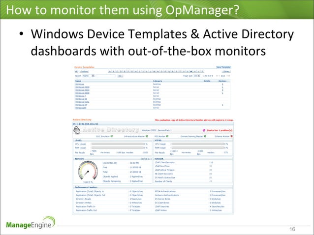 Microsoft Infrastructure Monitoring using OpManager | PPT | Operating Systems | Computer ...