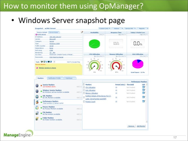 Microsoft Infrastructure Monitoring using OpManager | PPT | Operating Systems | Computer ...