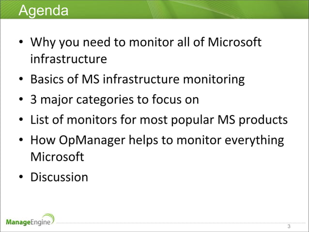 Microsoft Infrastructure Monitoring using OpManager | PPT | Operating Systems | Computer ...
