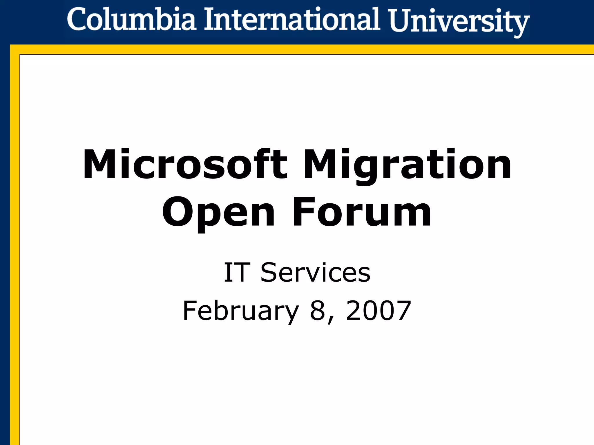 Microsoft Migration General Presentation | PPT