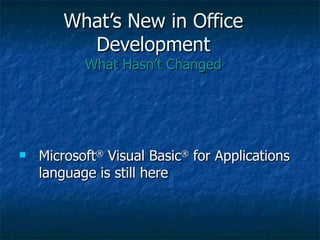 Microsoftï¿½ .NET and Microsoftï¿½ Office 2003 | PPT