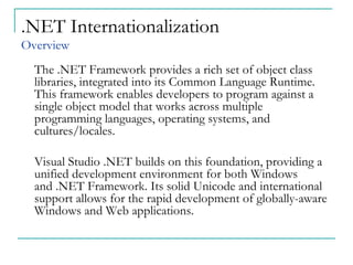 Microsoft .NET Development Platform Internationalization | PPT