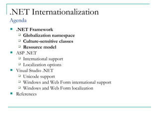 Microsoft .NET Development Platform Internationalization | PPT