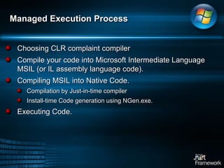Microsoft.net architecturte | PPTX | Programming Languages | Computing