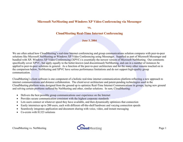 Microsoft NetMeeting and Windows XP Video Conferencing vs | PPT