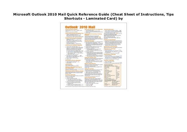 Microsoft Outlook 2010 Mail Quick Reference Guide (Cheat Sheet of ...