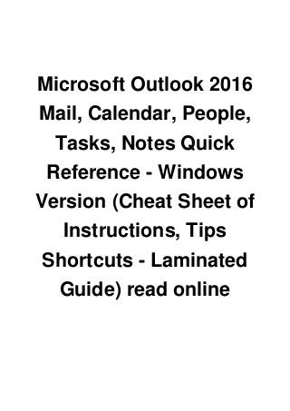 Microsoft Outlook 2016 Mail, Calendar, People, Tasks, Notes Quick ...