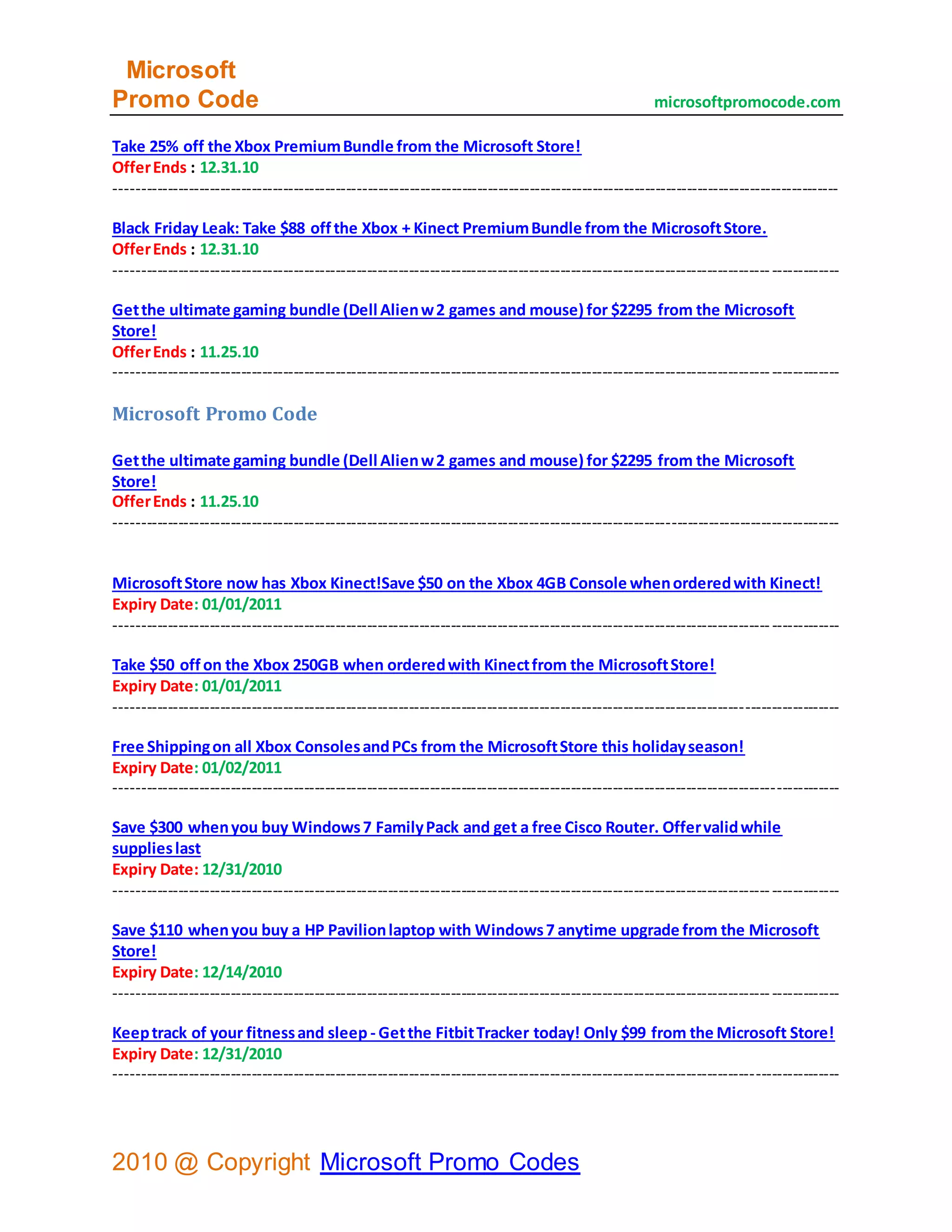 Microsoft Promo Codes | DOCX