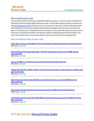 Microsoft Promo Codes | DOCX