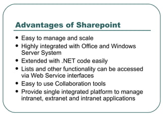 Microsoft Sharepoint Technologies Demo | PPT | Computer Software and Applications | Computing