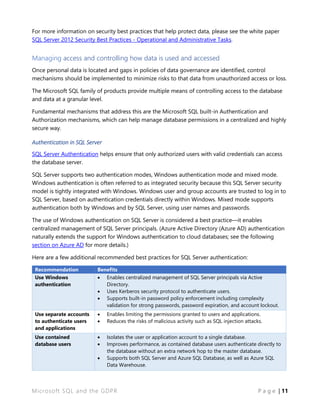 Microsoft sql-and-the-gdpr | PDF