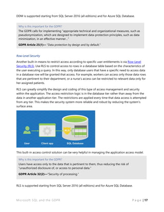 Microsoft sql-and-the-gdpr | PDF
