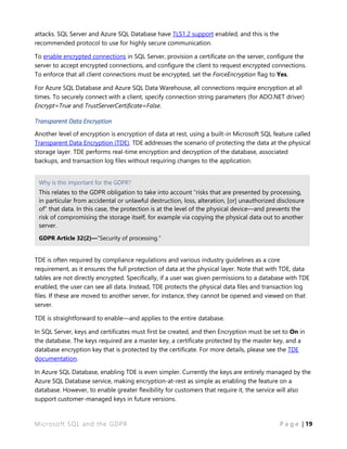Microsoft sql-and-the-gdpr | PDF