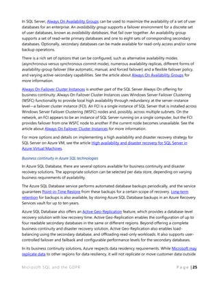 Microsoft sql-and-the-gdpr | PDF