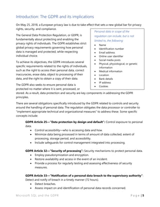 Microsoft sql-and-the-gdpr | PDF