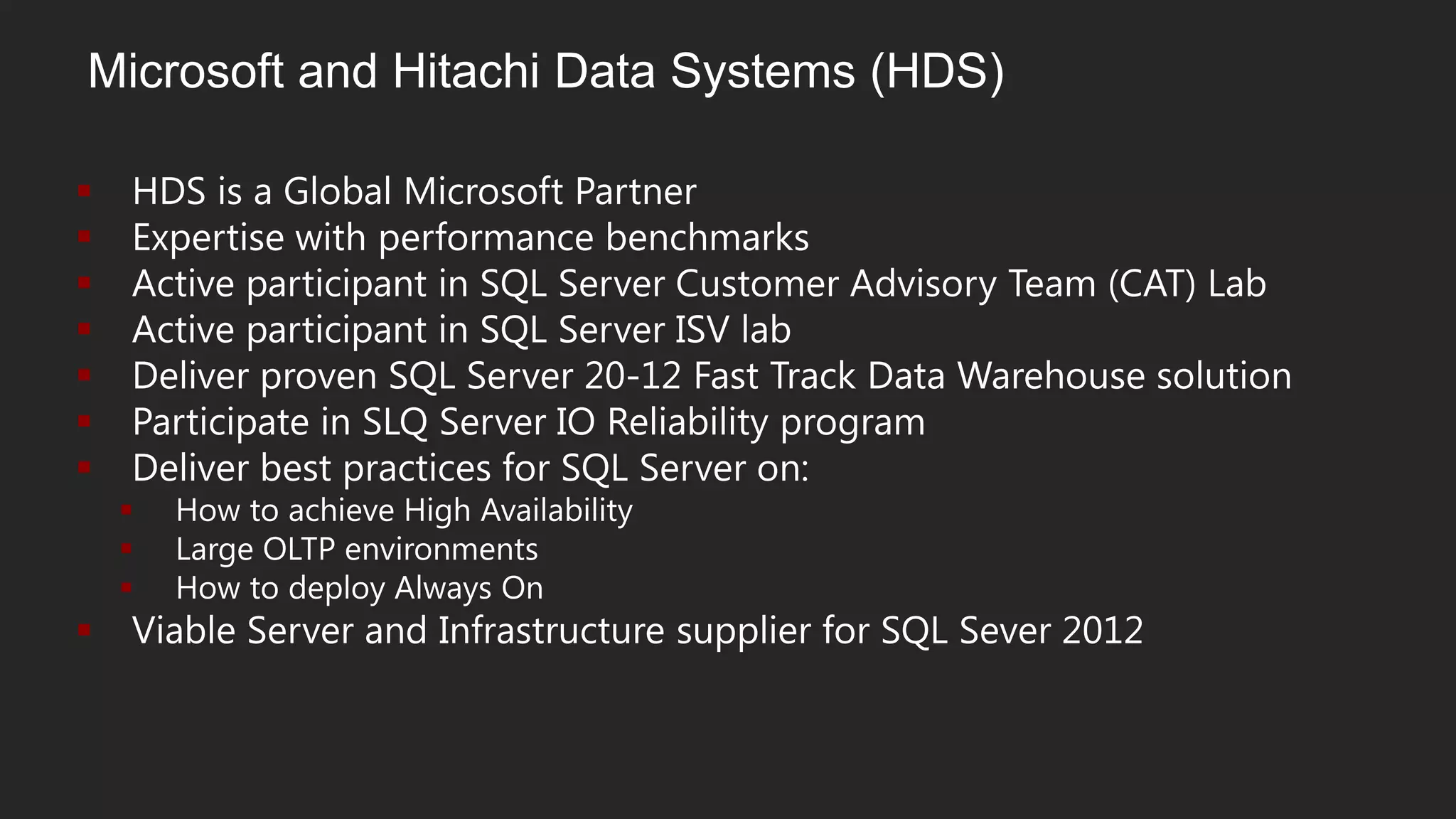 Microsoft SQL Server 2012 Data Warehouse on Hitachi Converged Platform ...