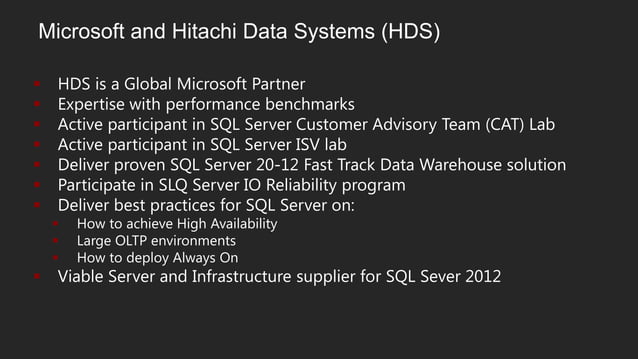 Microsoft SQL Server 2012 Data Warehouse on Hitachi Converged Platform ...