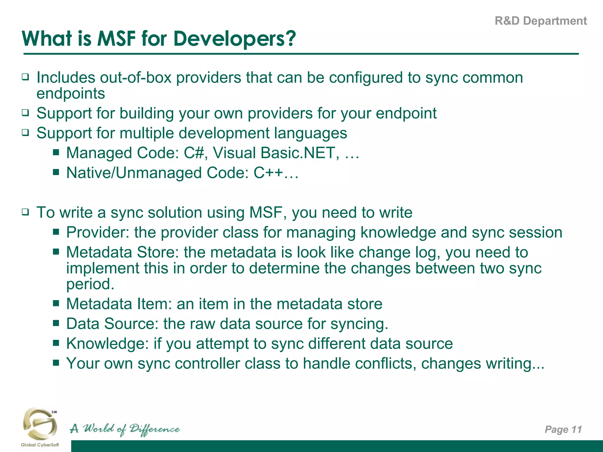 Microsoft Sync Framework Ppt