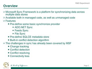 Microsoft Sync Framework | PPT