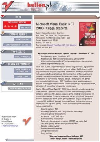Microsoft Visual Basic .NET 2003. Księga eksperta | PDF