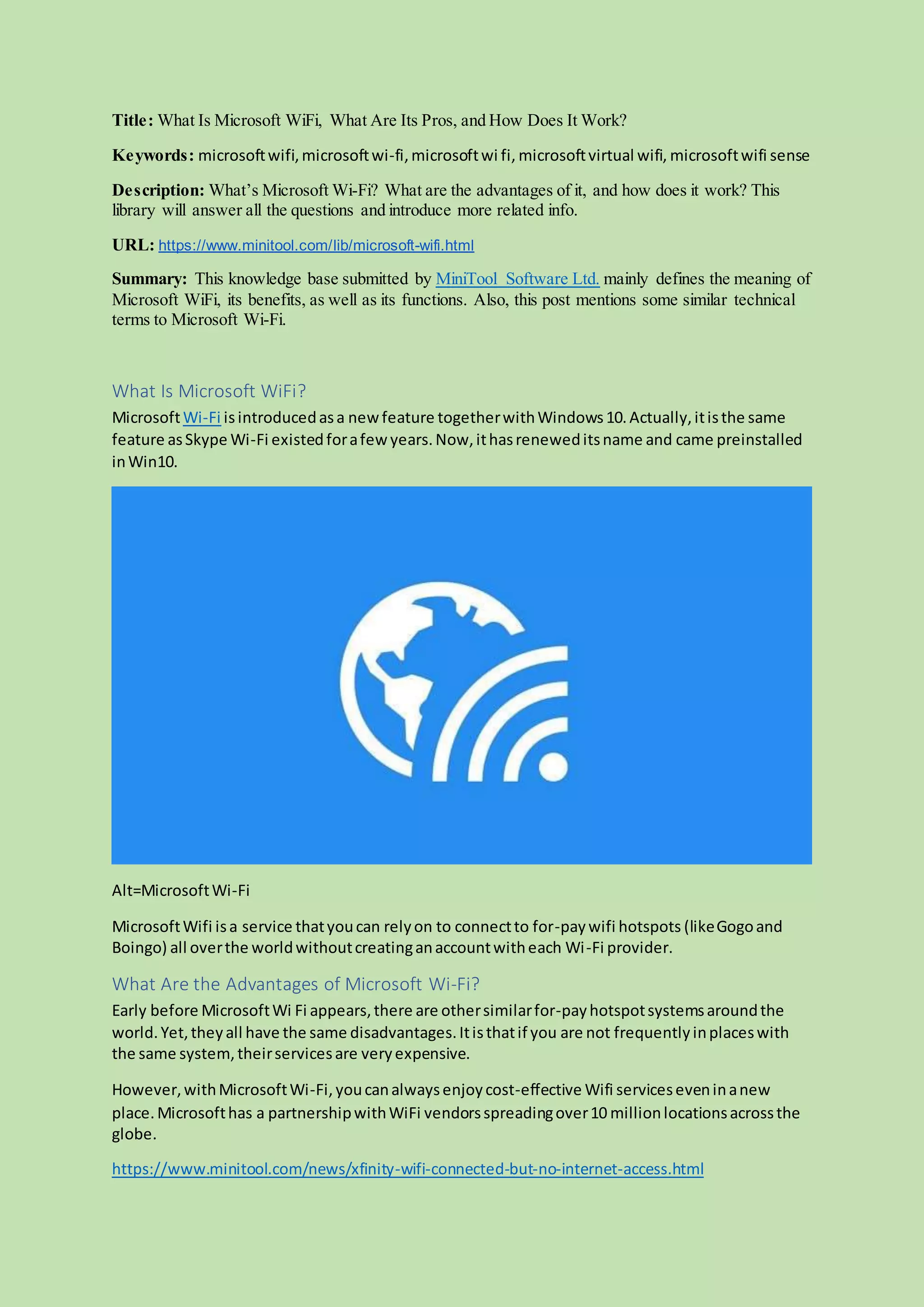 Microsoft wifi | PDF