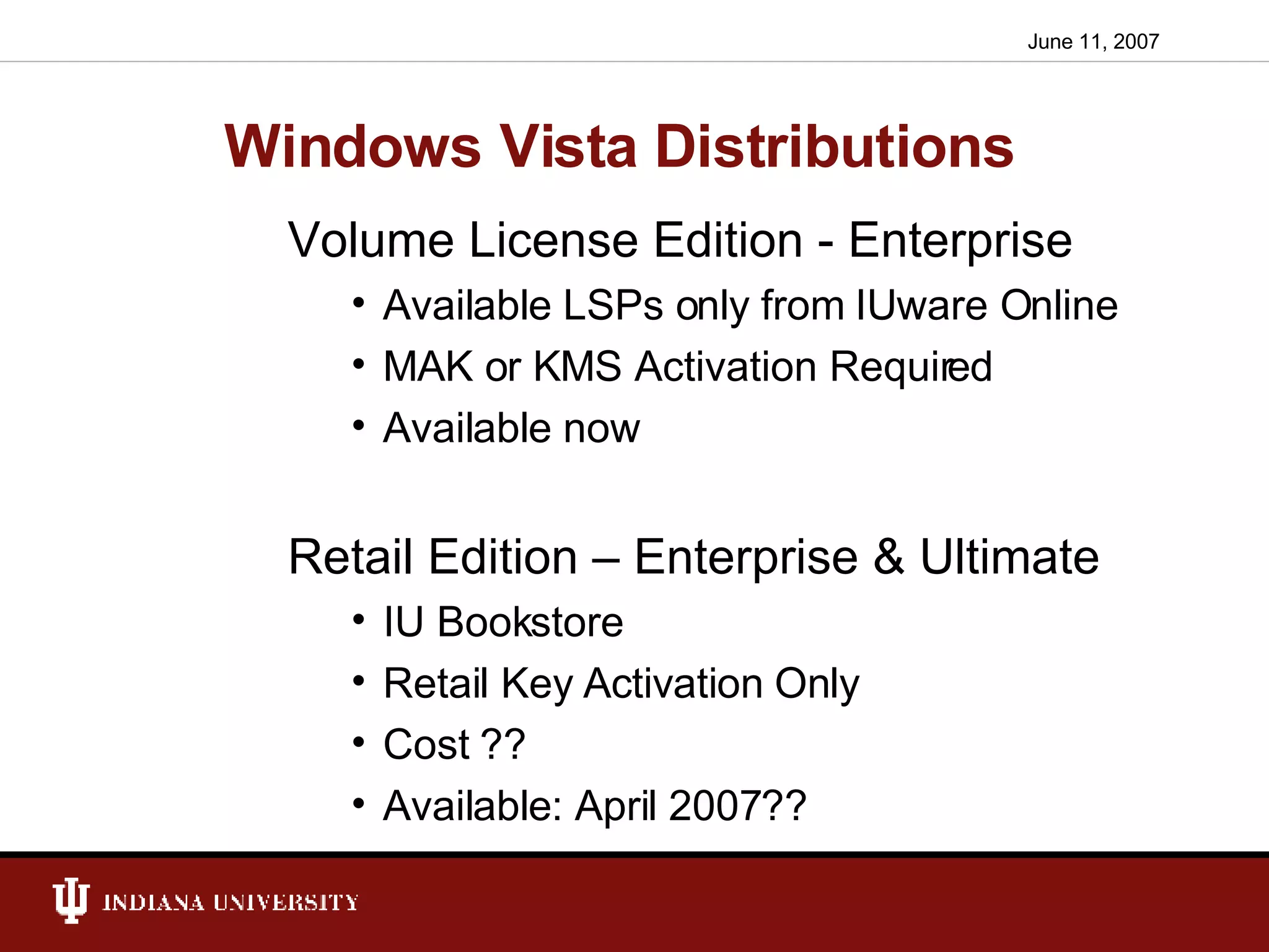 Microsoft Windows Vista Application Licensing | PPT