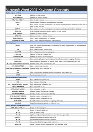 Microsoft word-2007-keyboard-shortcuts | PDF