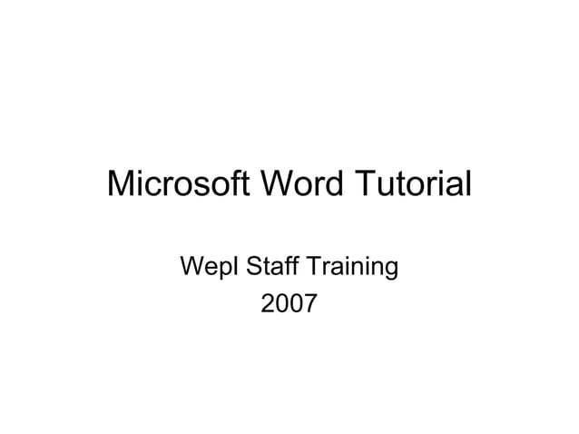 Microsoft Word Tutorial | PPT