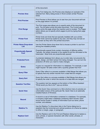 Microsoft 2010 word glossary | DOCX