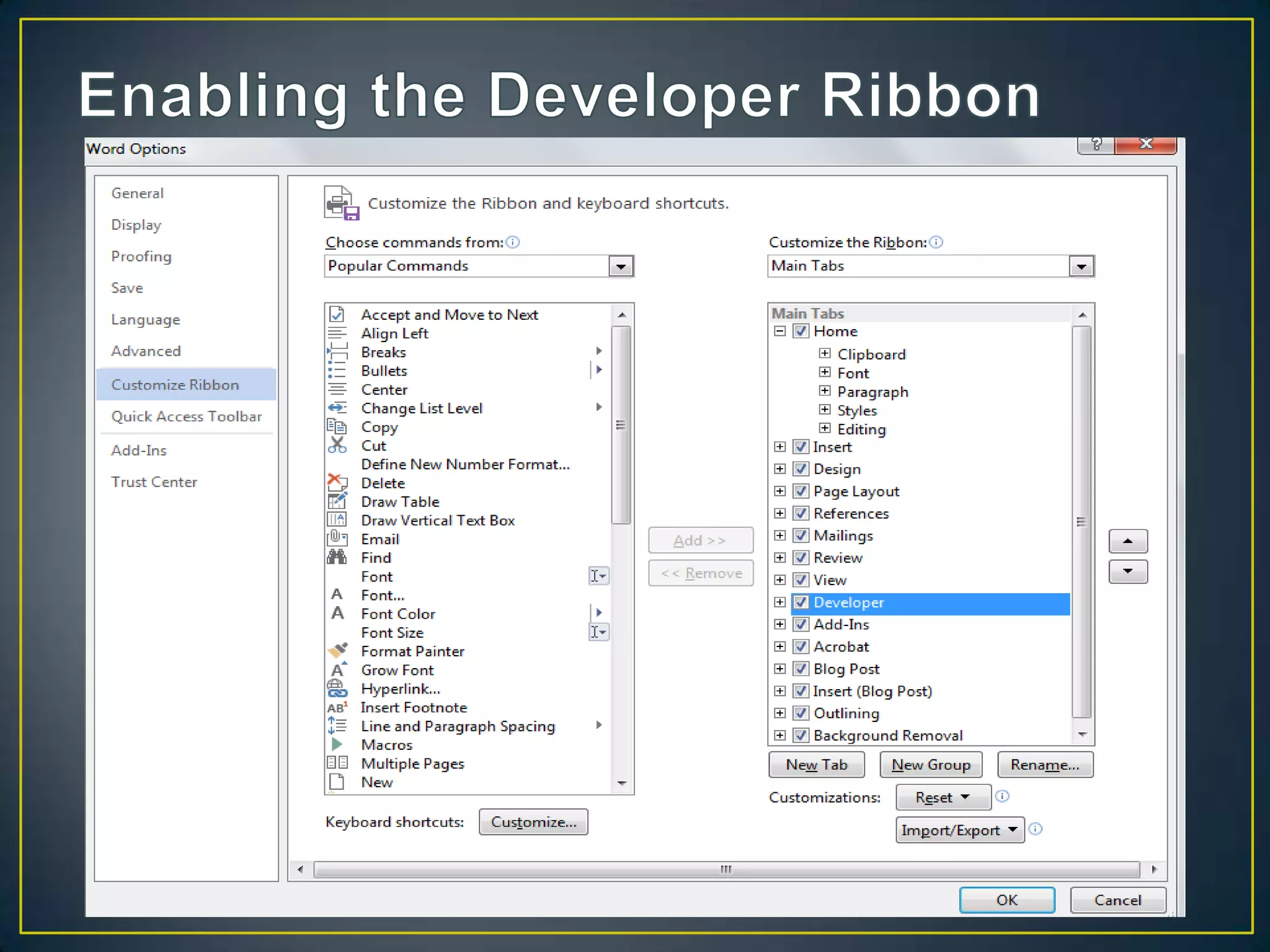 Microsoft 2013 word ribbons | PPTX