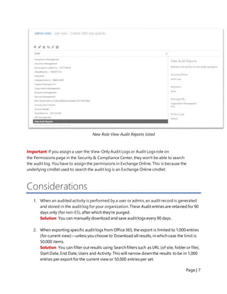 Microsoft 365 Audit Log Reports - M365 Learning Document | DOCX