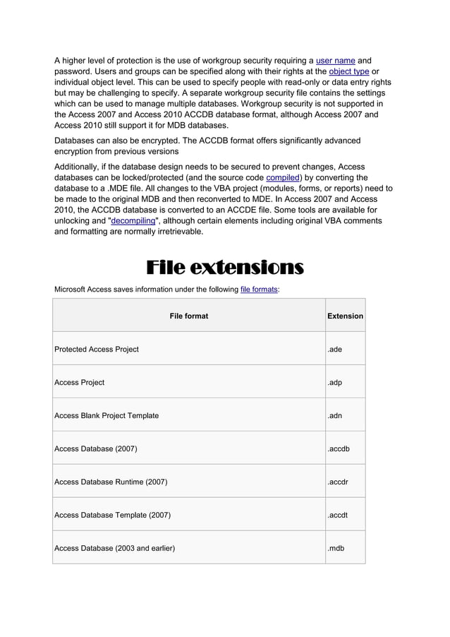 Microsoft access | DOCX