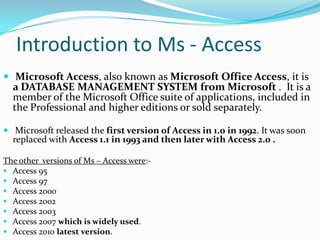 Microsoft access | PPTX