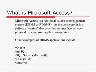 Microsoft access powerpoint final | PPT | Databases | Computer Software ...