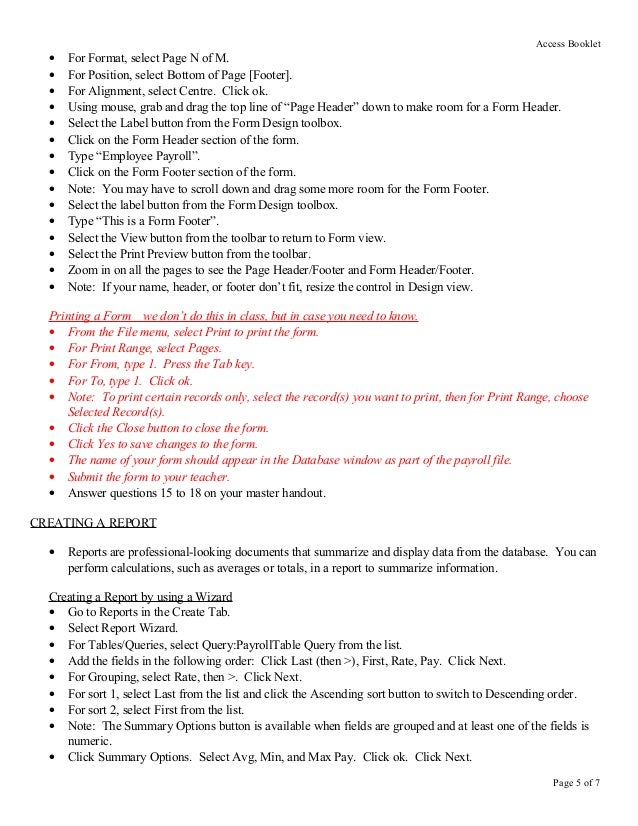 Microsoft Access Exercises