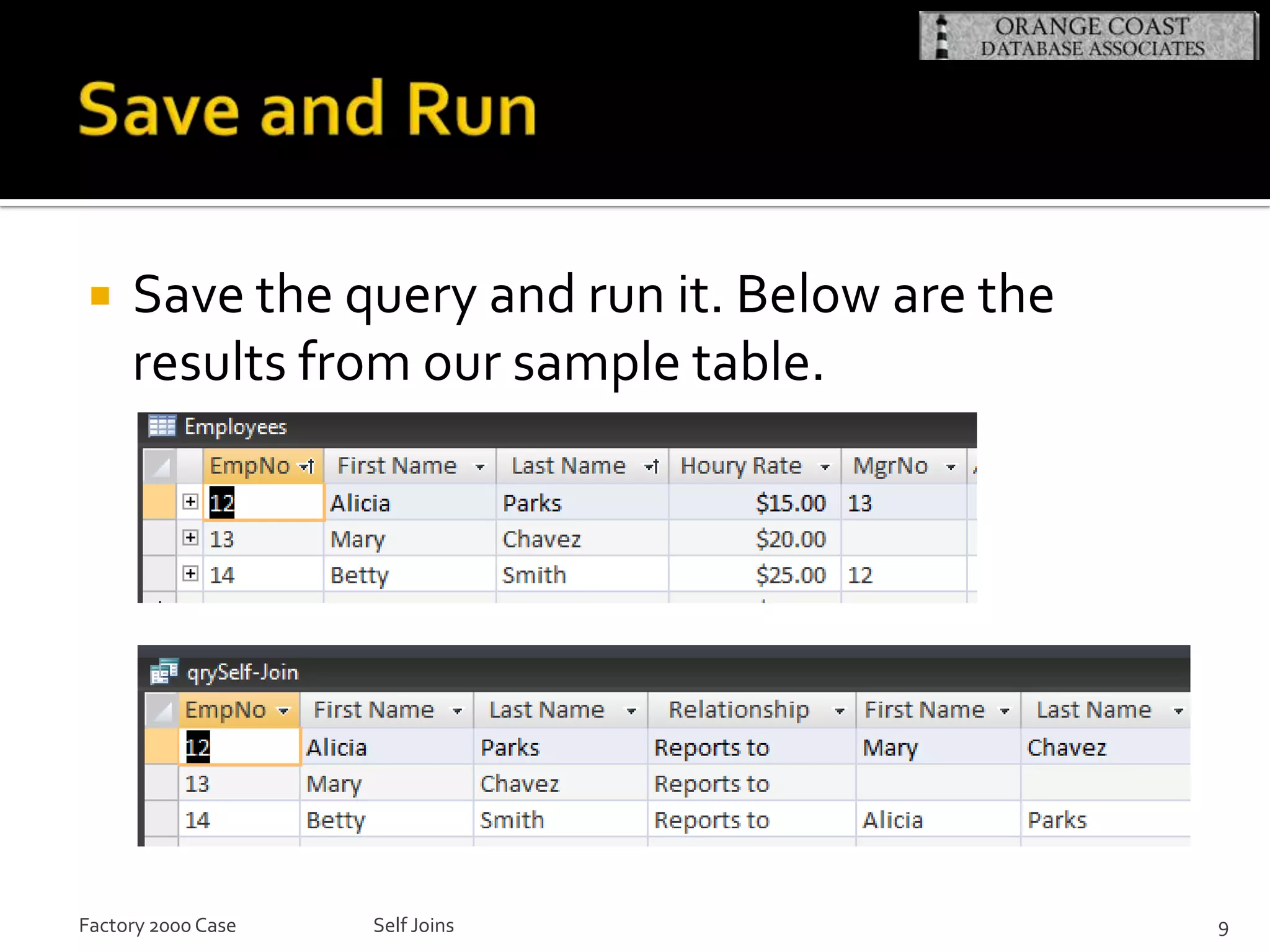 Microsoft access self joins | PPT