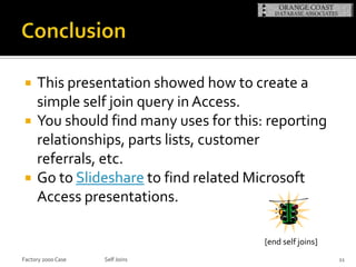 Microsoft access self joins | PPTX